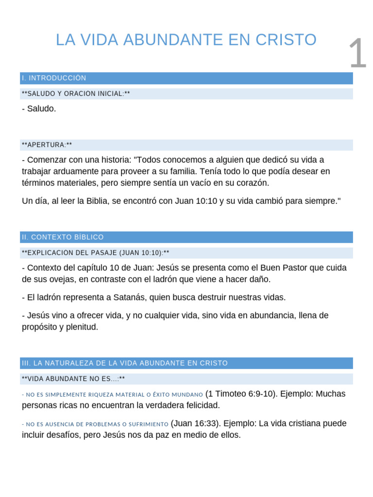 La Vida Abundante en Cristo - Congregación - 21-07-2024 | PDF