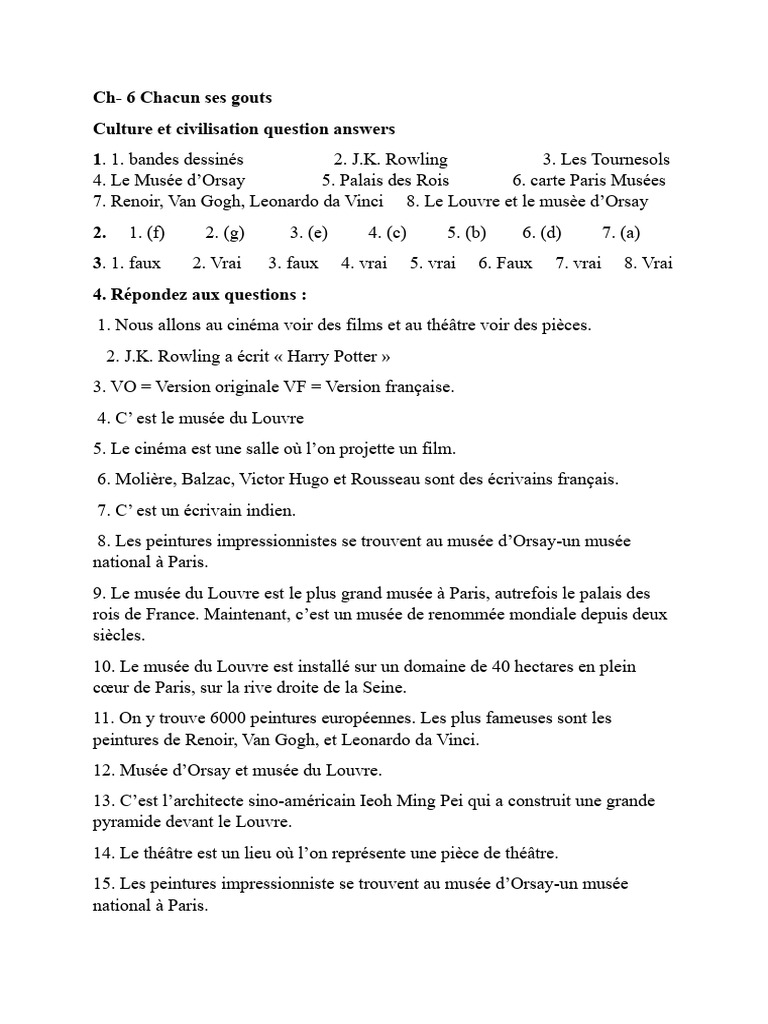 Notes-Chacun Ses Gout | PDF