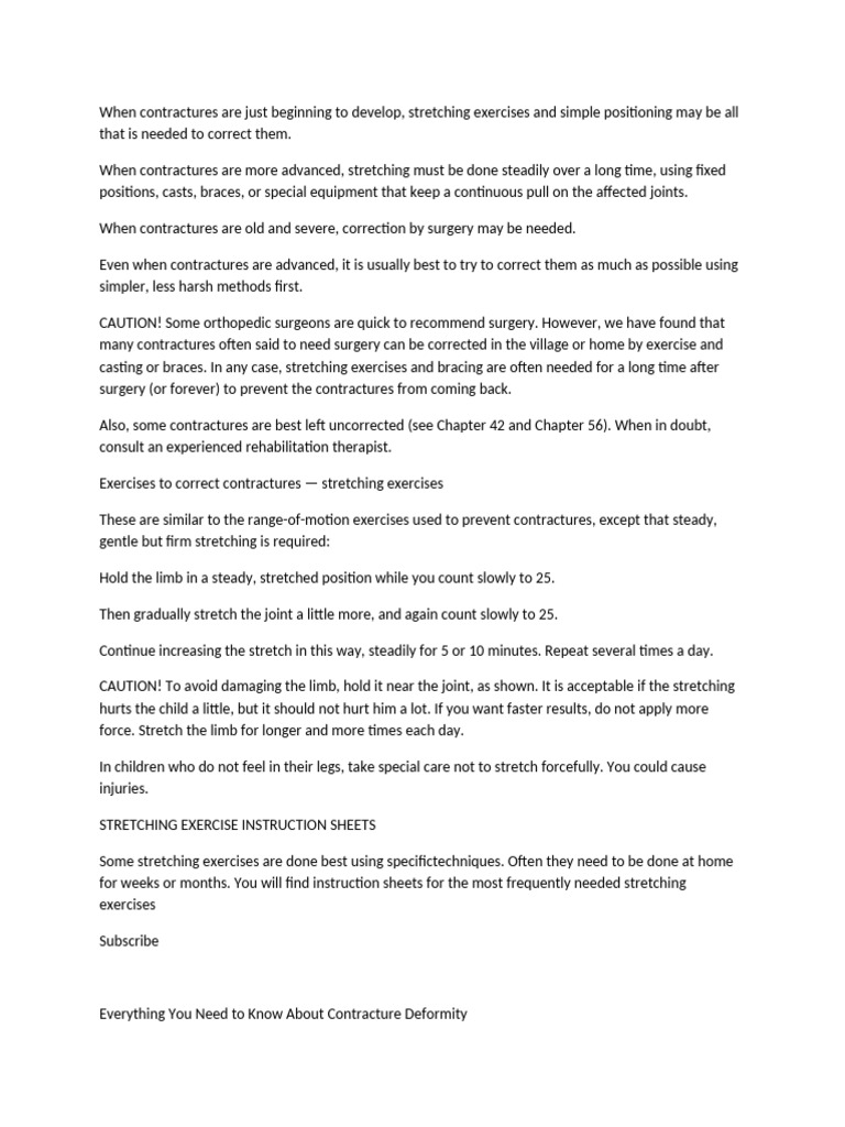 Knee Extension Contracture | PDF