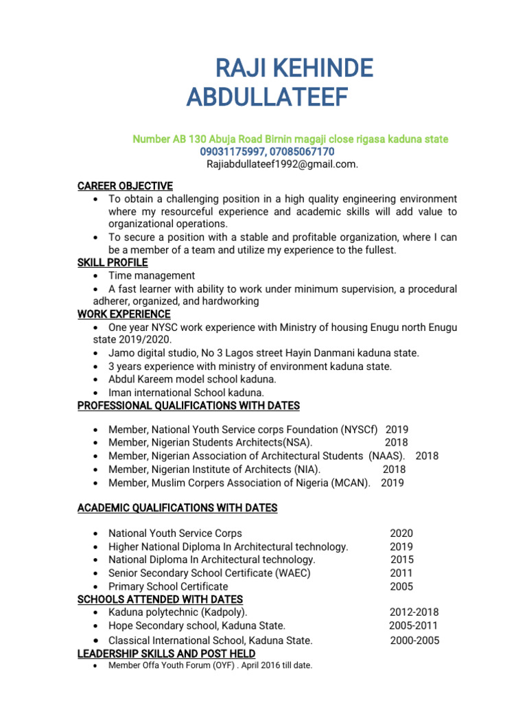 Raji kehinde cv | PDF