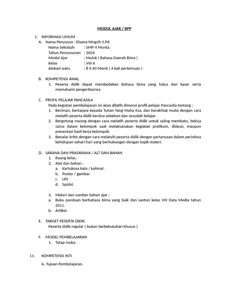 Modul Ajar / RPP | PDF