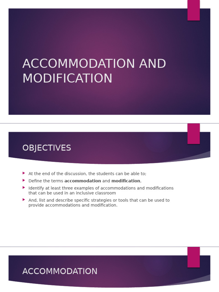 Accommodation Vs Modification | PDF