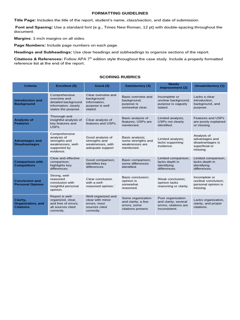 Case Study Formatting Guidelines | PDF