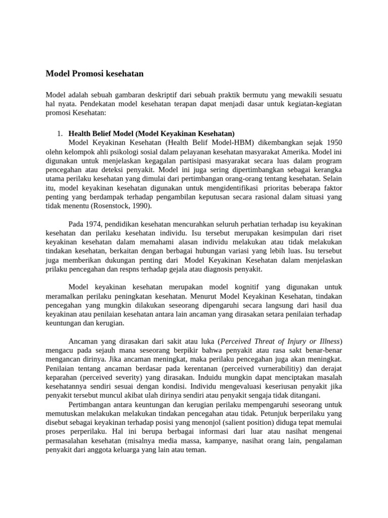 Model Dan Promosi Kes | PDF