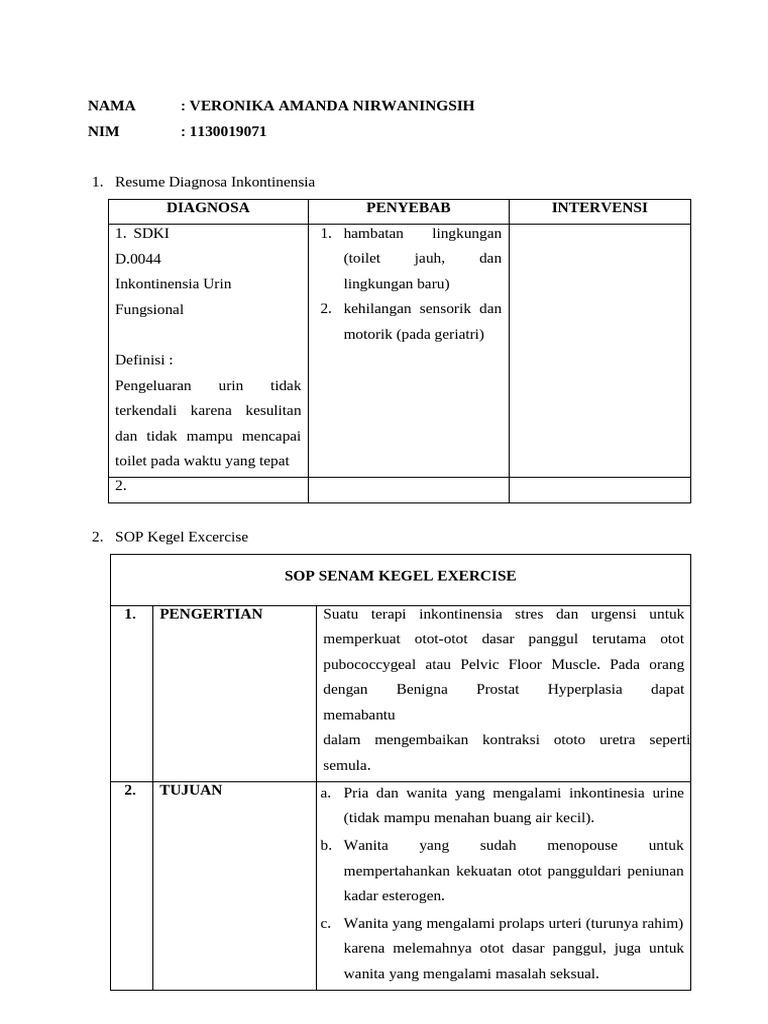 Sop Kegel Exercise Veronika Amanda | PDF