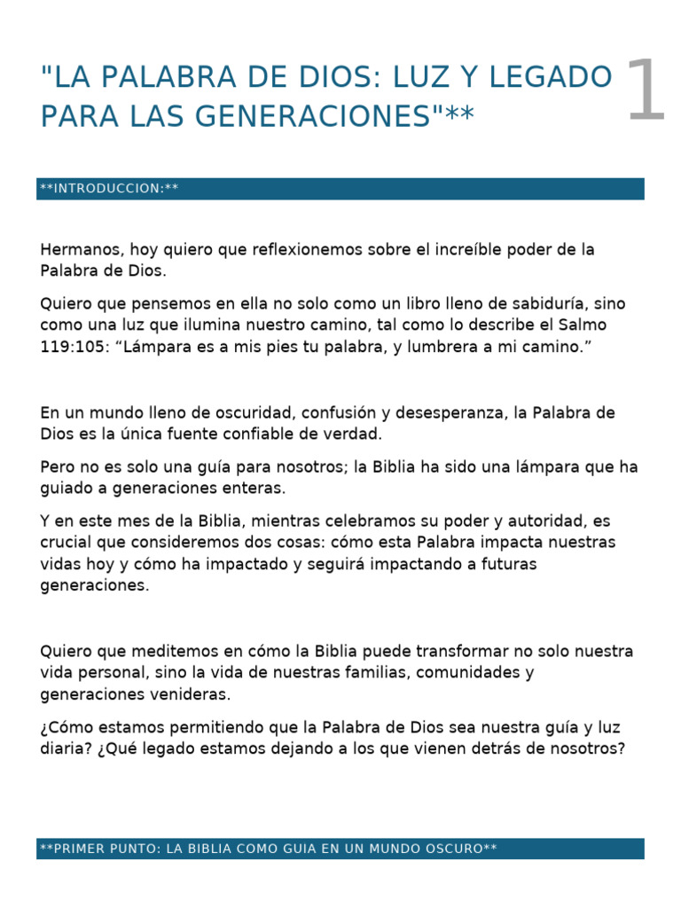 Predica - Congregacion - 15-09-2024 - La Palabra de Dios | PDF