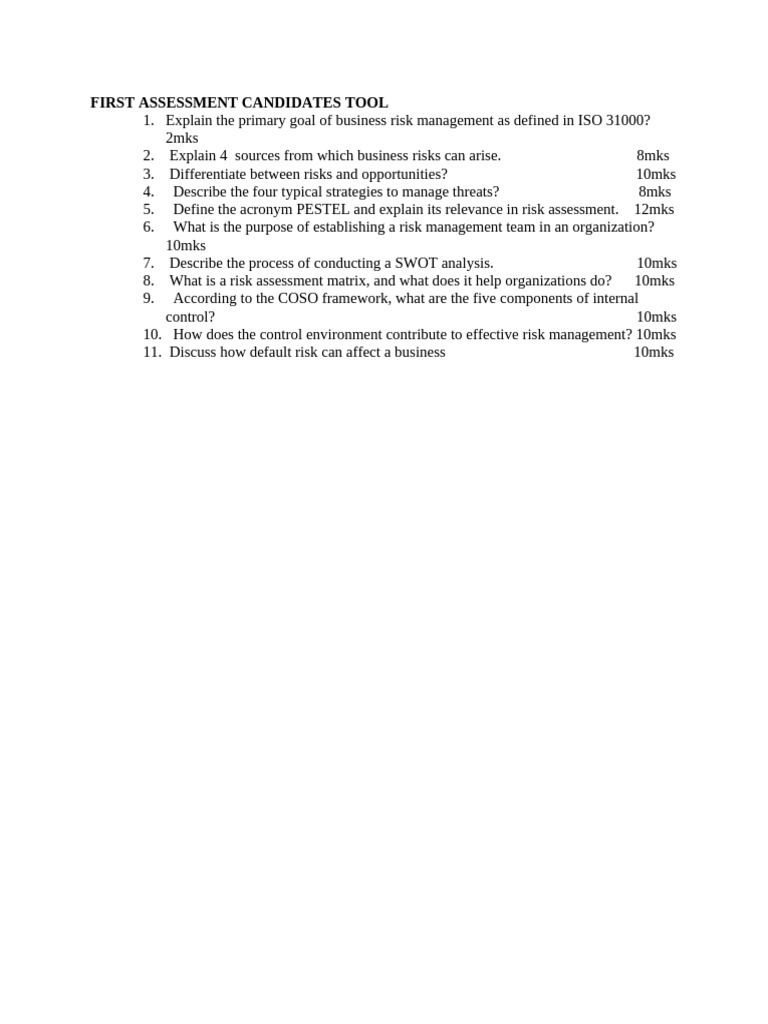 BM RISK ASSESSMENTS | PDF