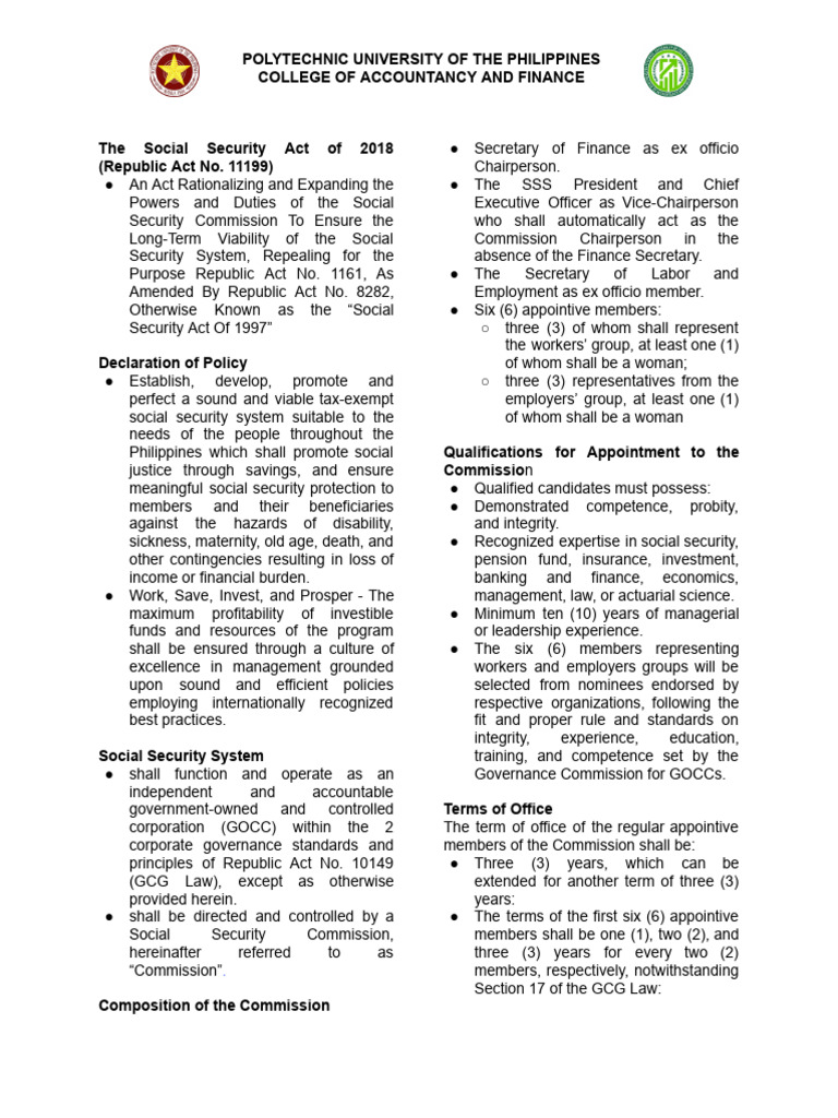 Social Security Act of 2018 | PDF | Pension | Employment
