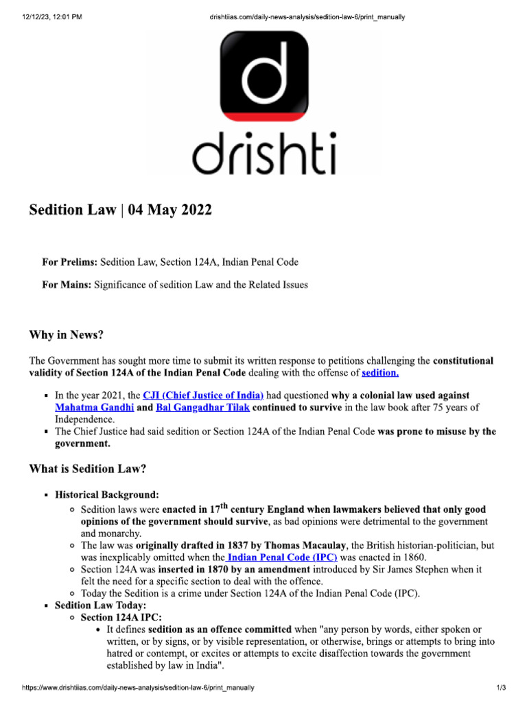 Sedition Law | PDF