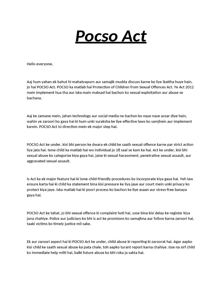Pocso Act Speech | PDF