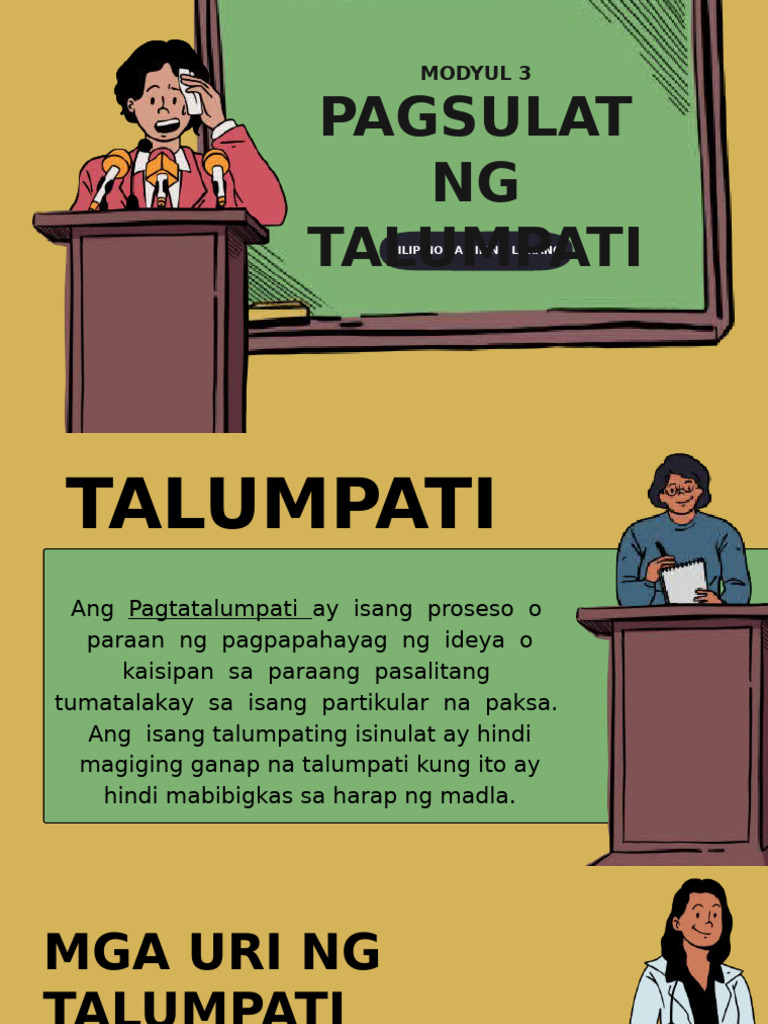 Green And Brown Types Of Speech Style Presentation PDF