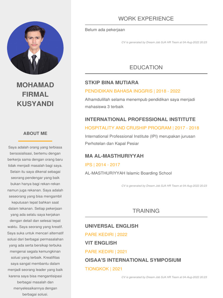 CV - Mohamad Firmal Kusyandi | PDF