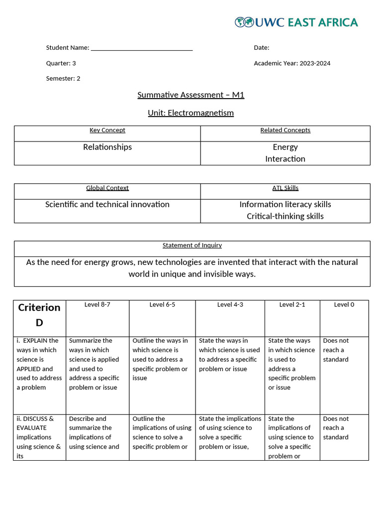 2503ARM1 Q3 Summative Assessment D - Use of Magnet or Electricity | PDF ...