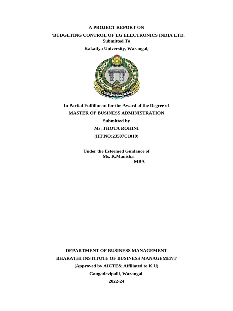 23507C1019 Thota Rohini-Fm | PDF | Budget | Career & Growth