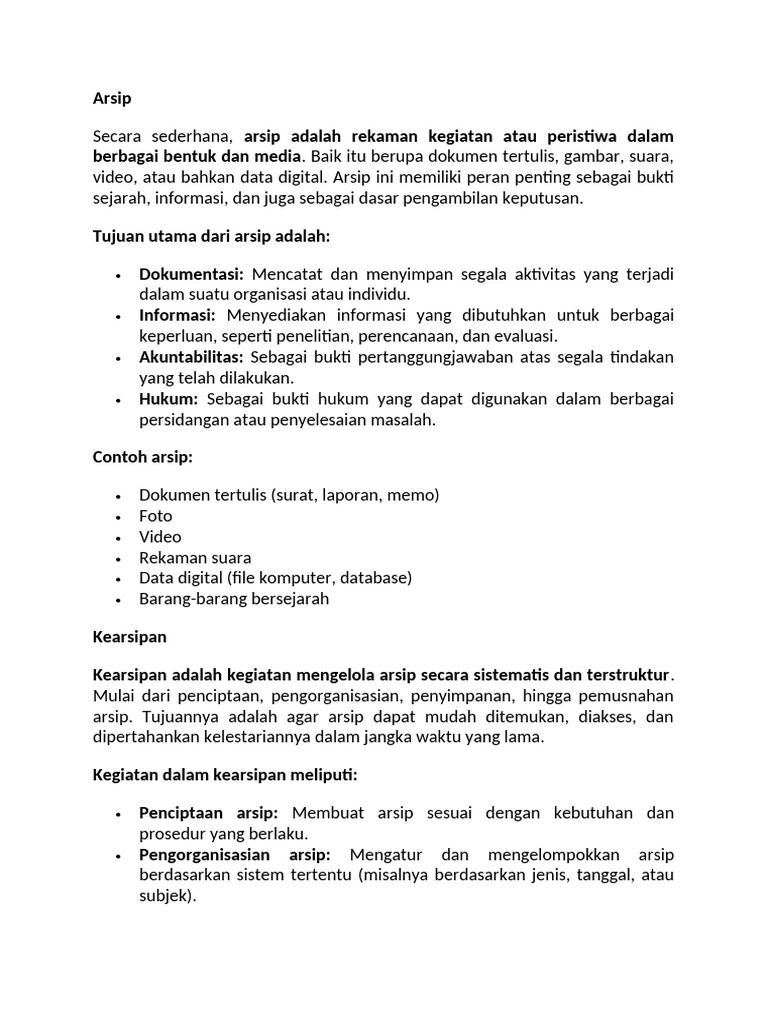 Pengertian Arsip Dan Kearsipan | PDF