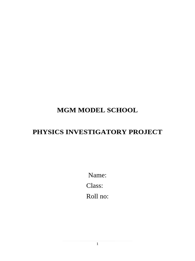 Physics PROJECT | PDF