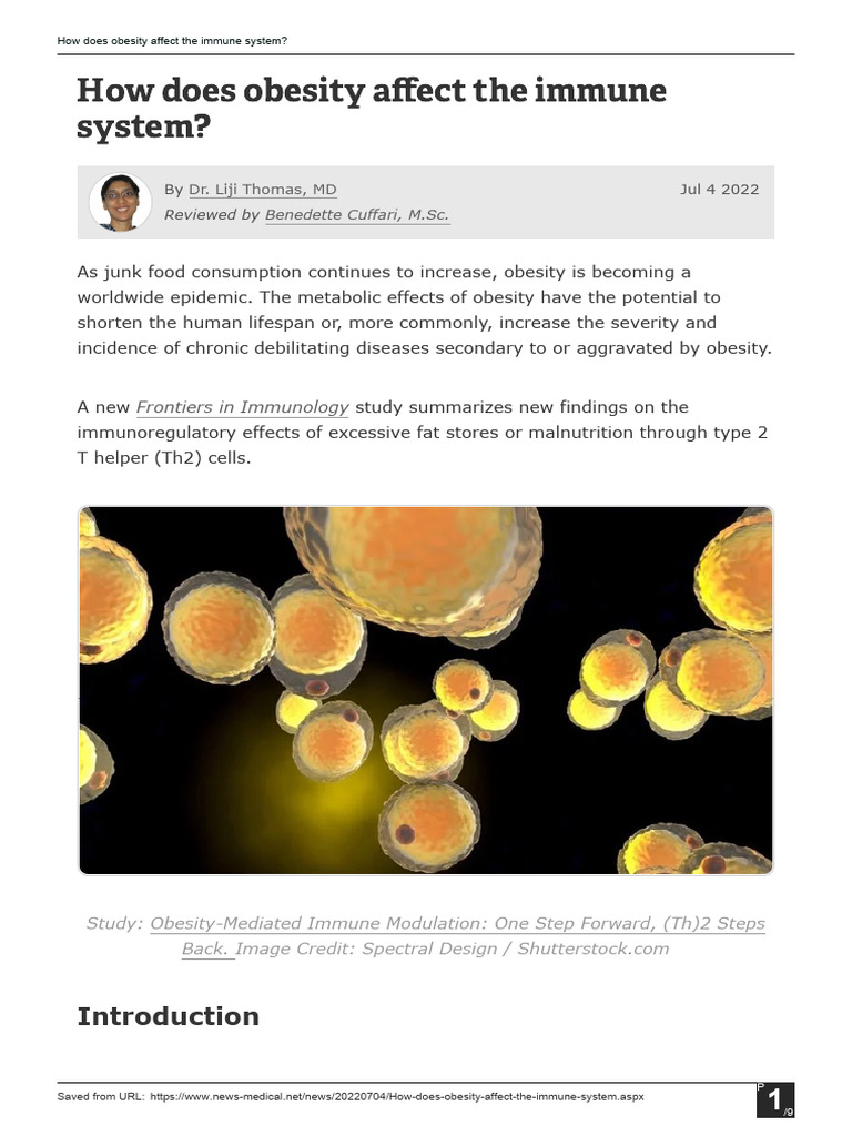 How Does Obesity Affect The Immune System | PDF