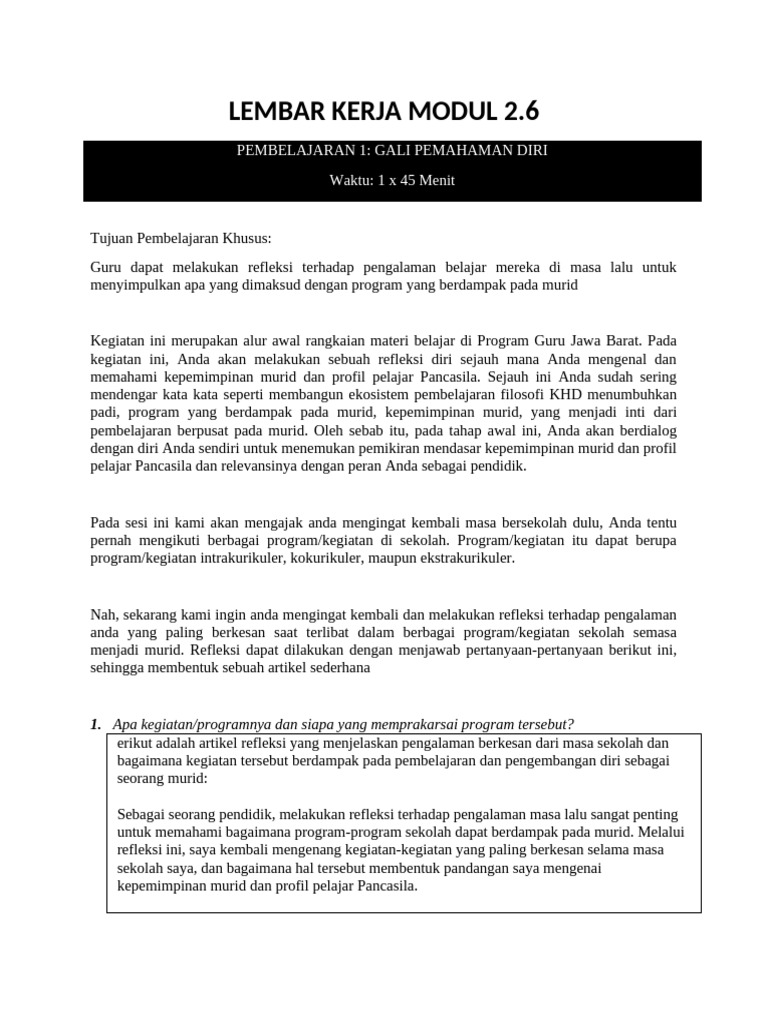 Lembar Kerja Modul 2.6 | PDF