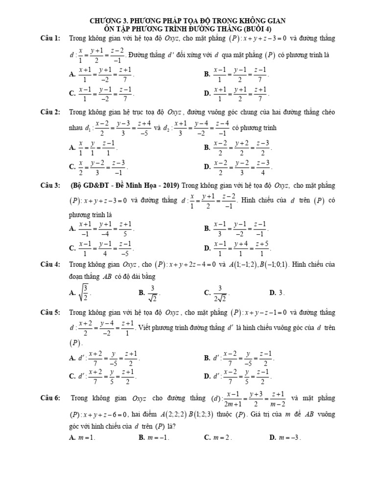 Phuong Trinh Duong Thang Buoi 3 Ok | PDF