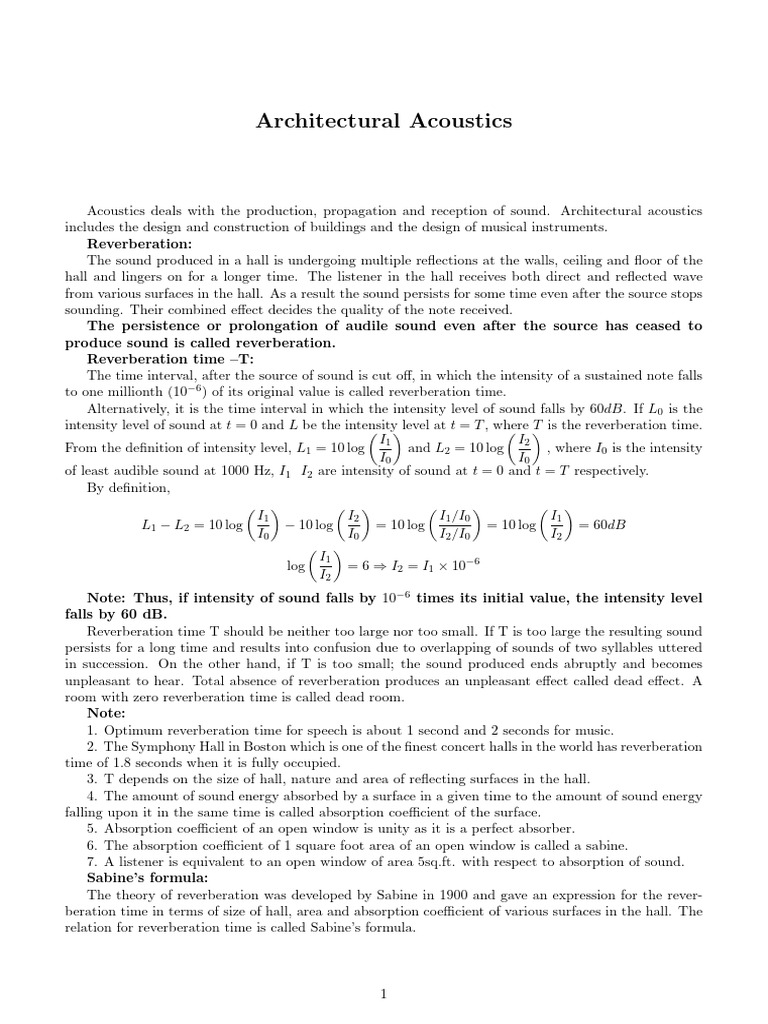Architectural Acoustics | PDF | Acoustics | Classical Mechanics