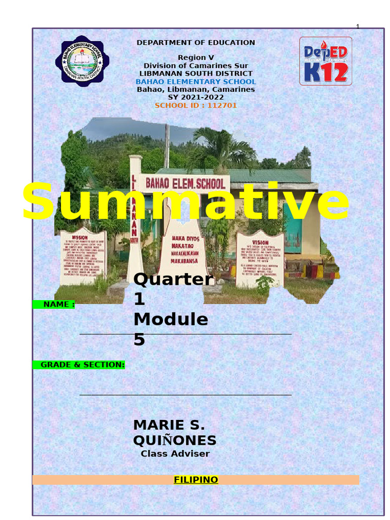 summative week 5 (Grade 5) Quarter 1 | PDF