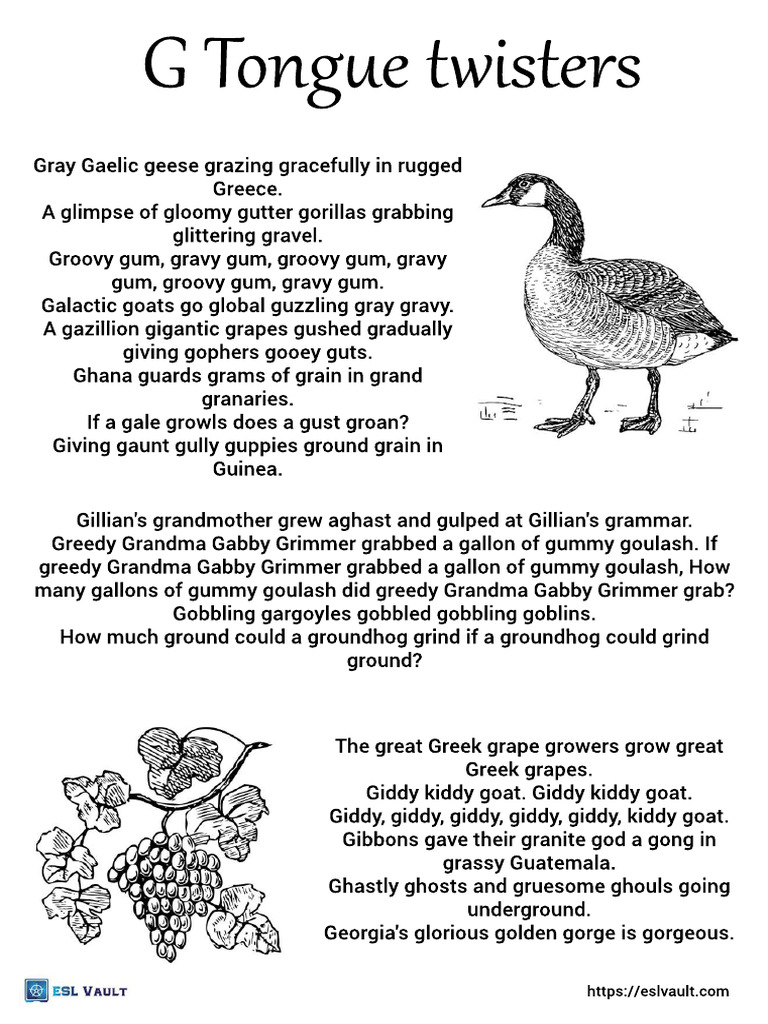 G Tongue Twisters | PDF
