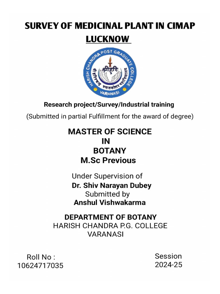 Dissertation MSC BOTANY | PDF | Medicinal Plants | Plants