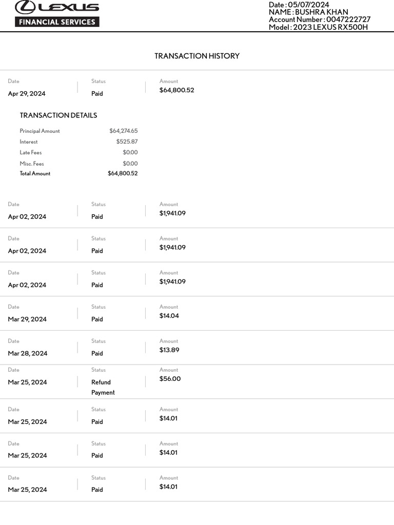 Transaction History | PDF