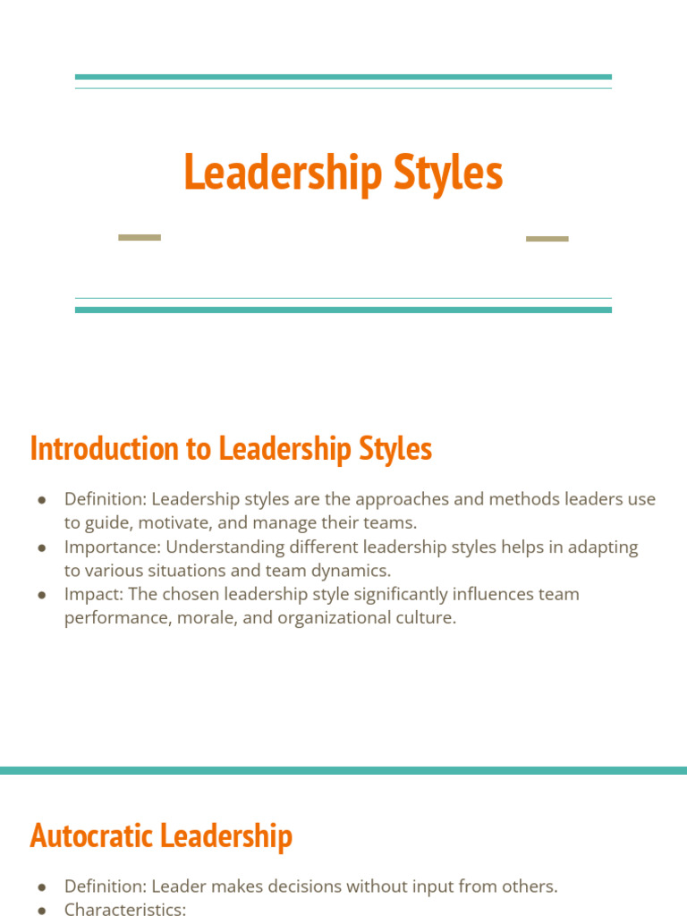 Leadership Styles | PDF