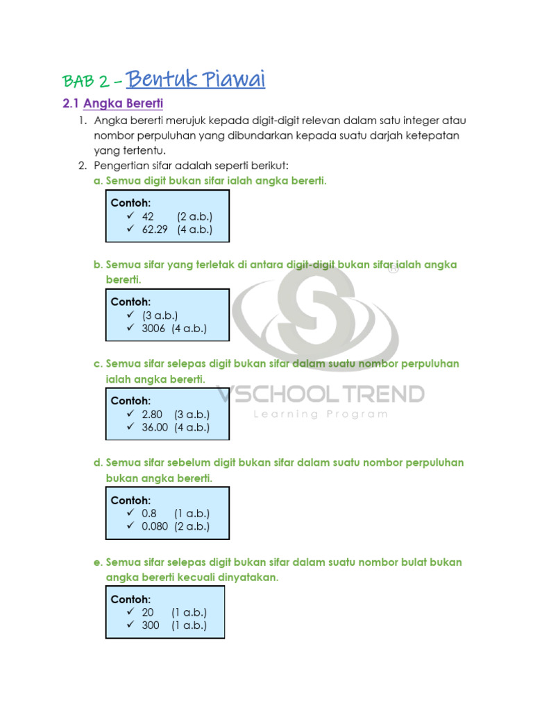 30a3a f3 Math - BM Note - Bab 2 - Compressed | PDF