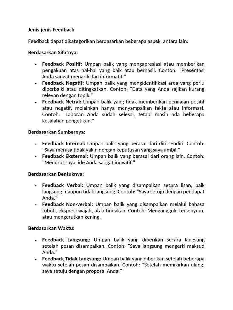Jenis Feedback | PDF