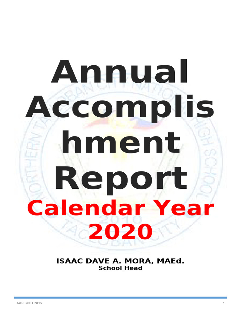Annual Accomplishment Report 2020 Downloadable | PDF