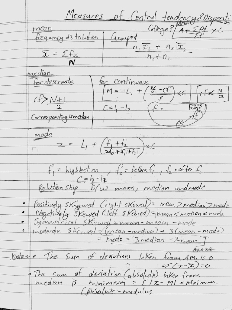 Measures of Central Tendency & Dispersion | PDF