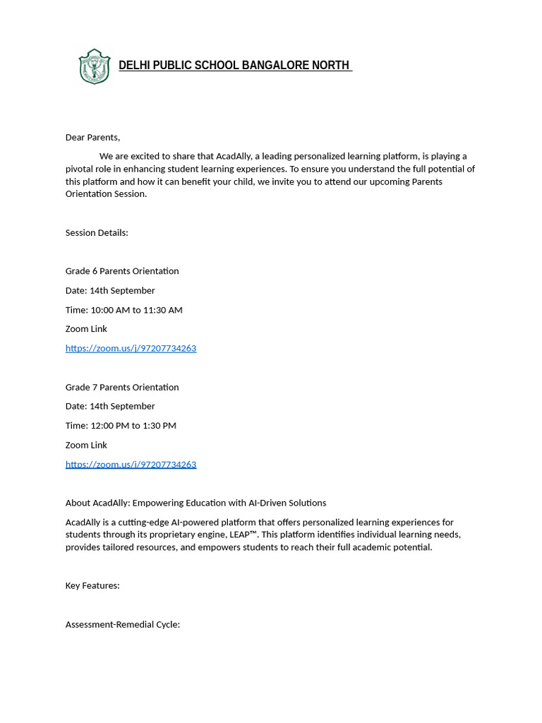 Announcement For Parents | PDF