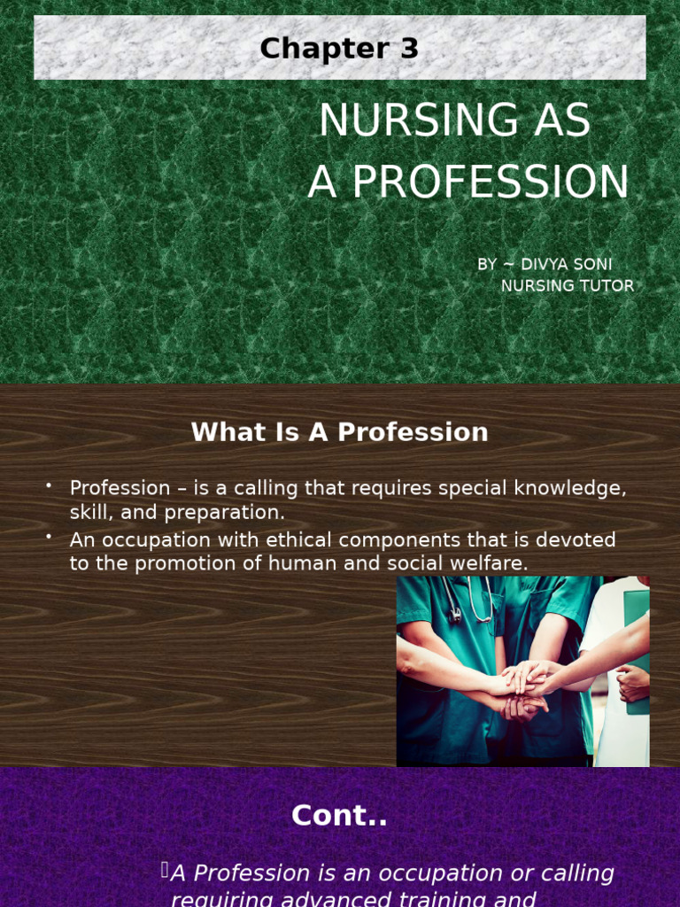 CHP 3 NSG As Profession Divya Fon | PDF | Nursing | Psychotherapy