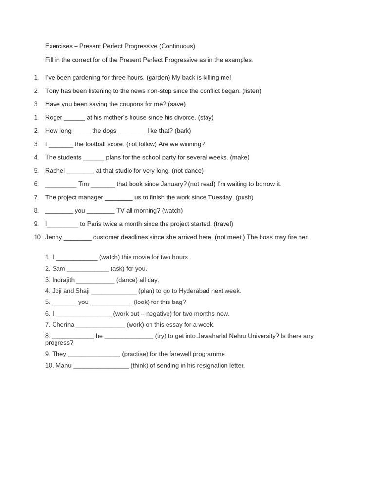 Present - Perfect-Progressive | PDF