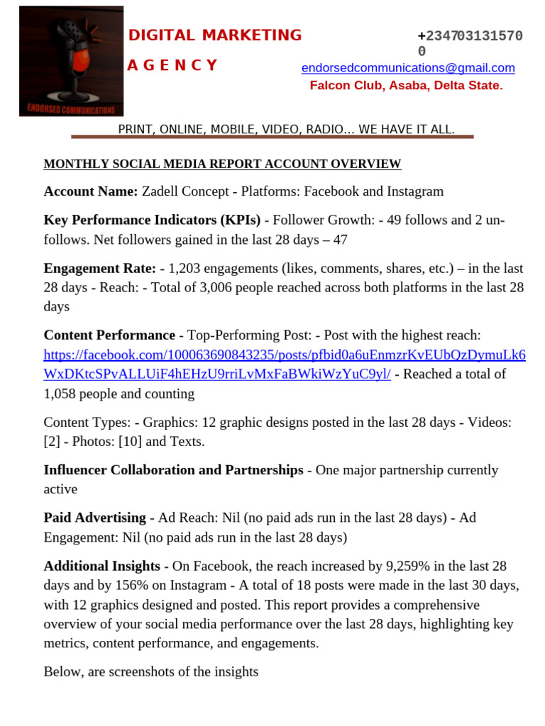 Social Media Monthly Report | PDF