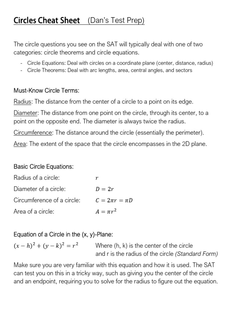 SAT Cheat Sheet | PDF