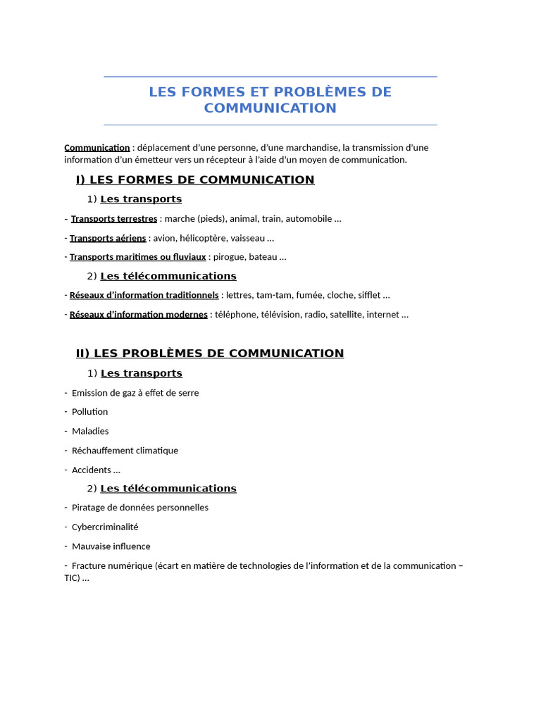 Les Formes Et Problèmes de Communication | PDF