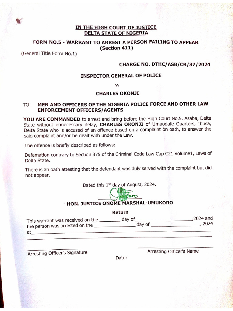 Sealed Arrest Warrant | PDF