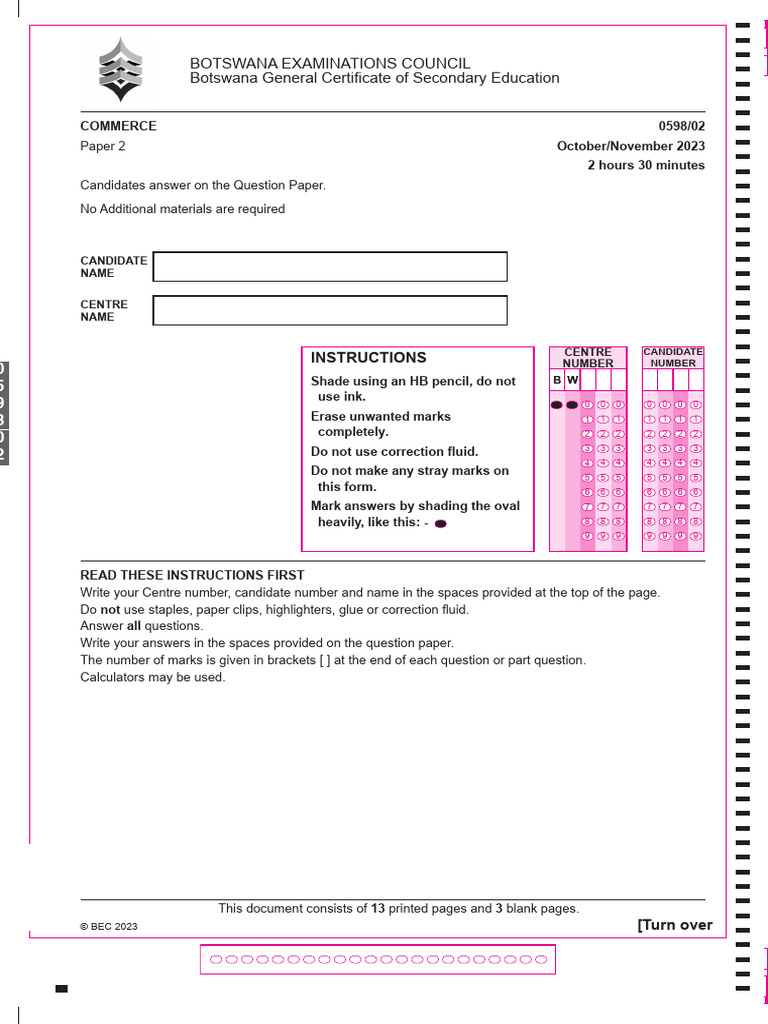 commerce paper 2 2023 | PDF