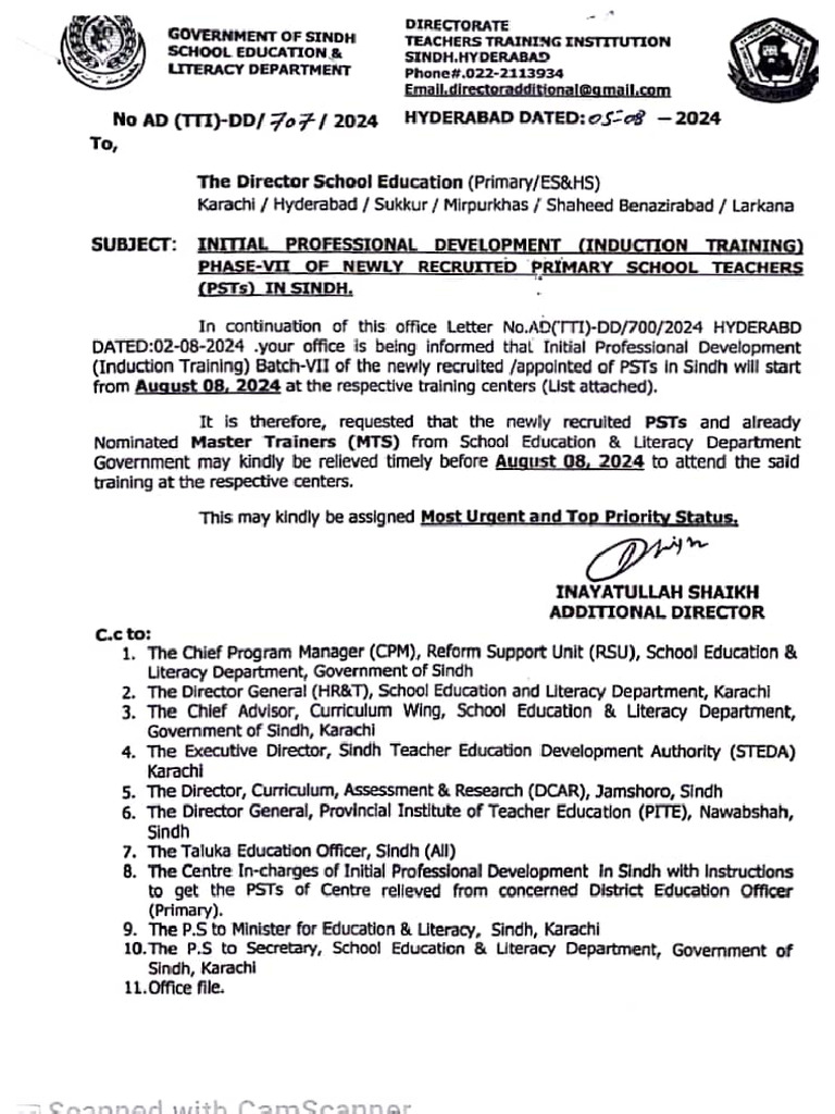 Induction Training PSTs. | PDF