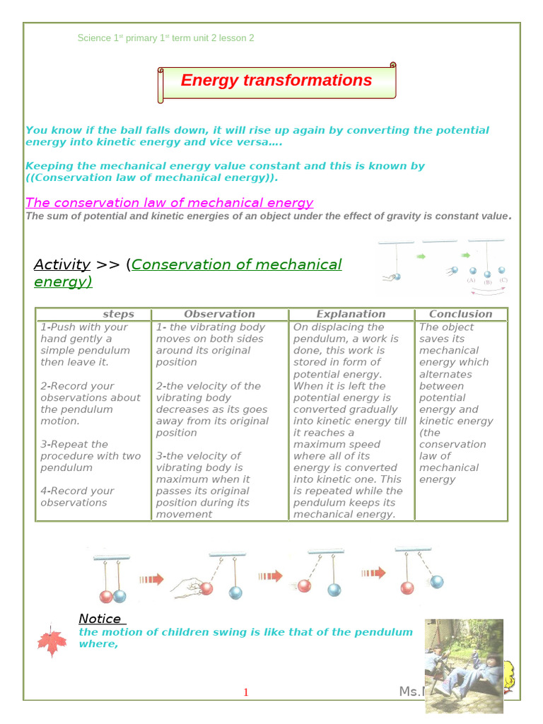 Energy Transformation | PDF