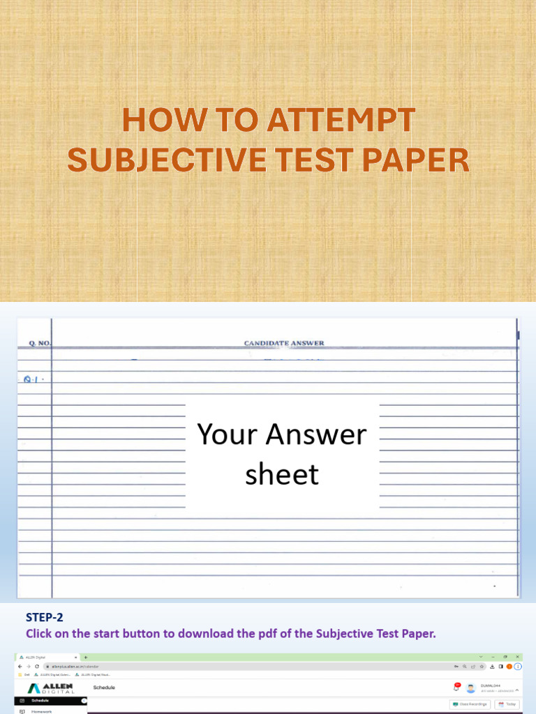 Guidelines To Attempt Subjective Test Papers | PDF