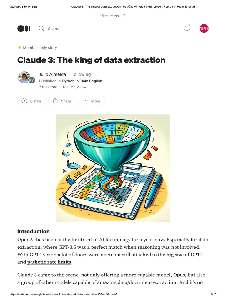 Claude 3 - The King of Data Extraction - by Júlio Almeida - Mar, 2024 ...