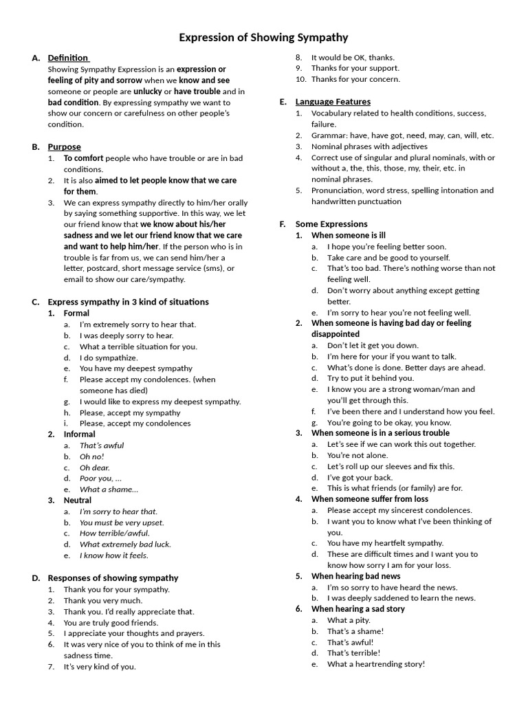 ENGLISH-Expression of Showing Sympathy | PDF