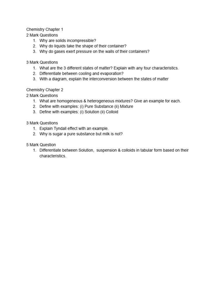 Chem Questions Unit 1 & 2 | PDF