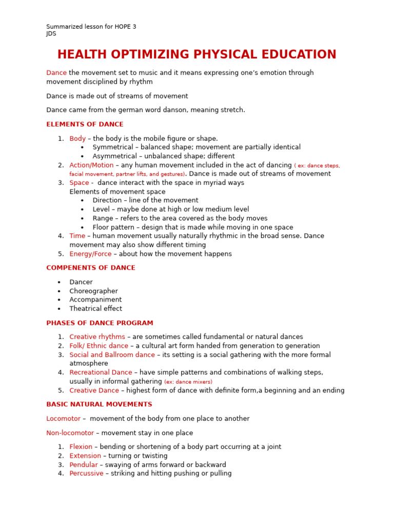 HEALTH OPTIMIZING PHYSICAL EDUCATION | PDF