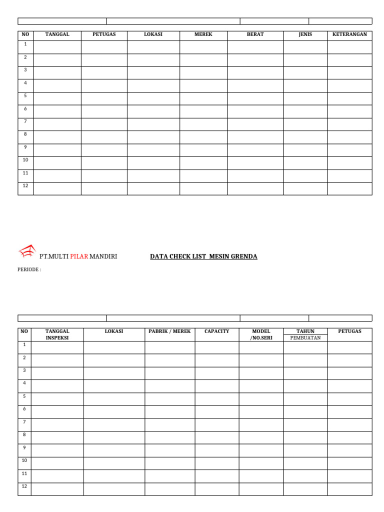 Form data lisy alat | PDF Form data lisy alat | PDF