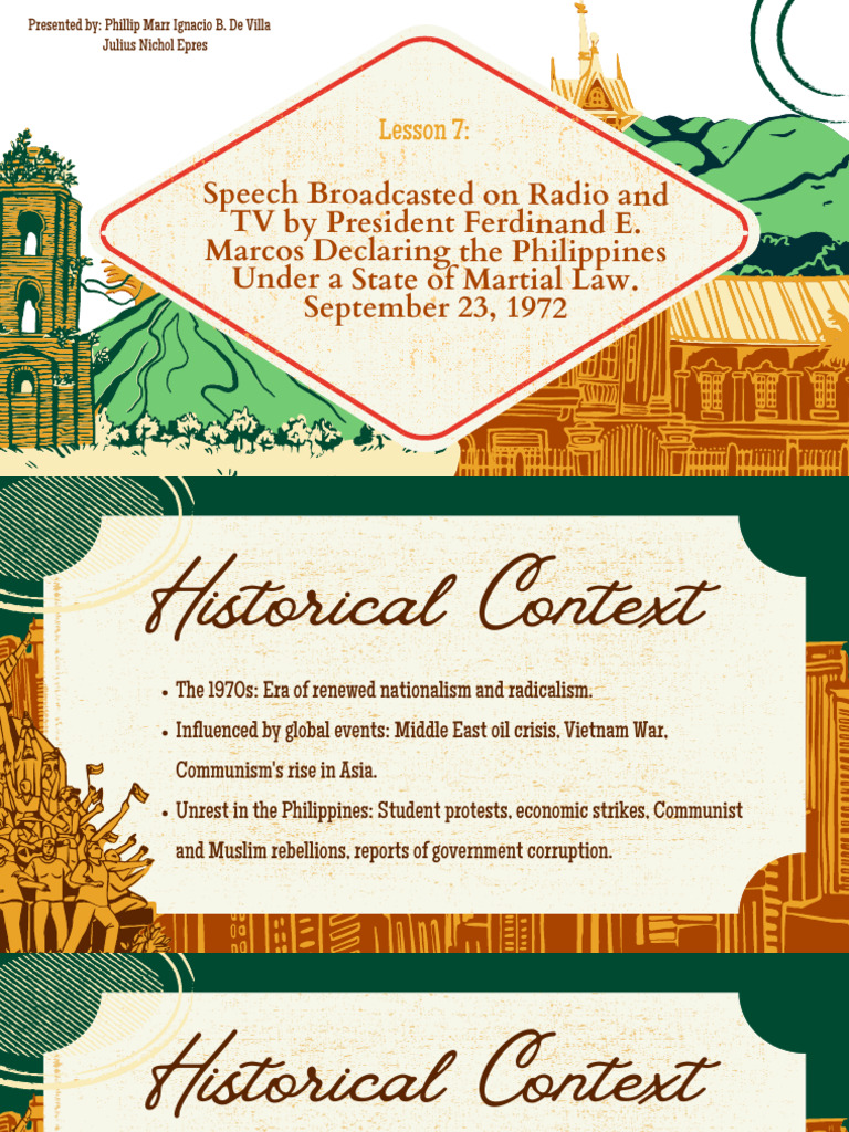 Speech Broadcasted On Radio and TV by President Ferdinand E. Marcos ...